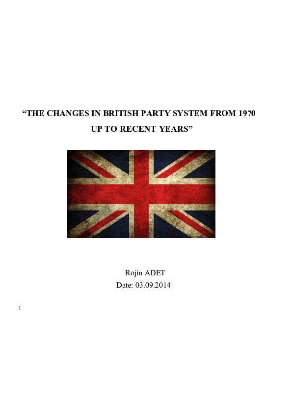 (PDF) The Changes in British Party System From 1970 up to Recent Years