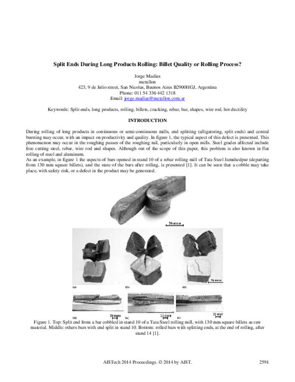 (PDF) Split ends during long products rolling: billet quality or ...
