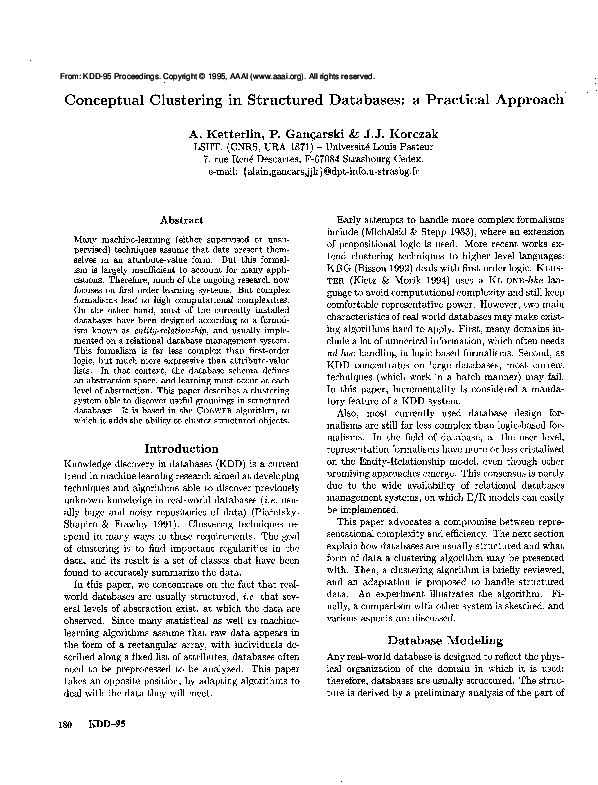 (PDF) Conceptual Clustering in Structured Databases: A Practical Approach
