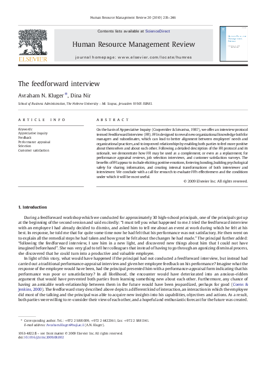 (PDF) The feedforward interview