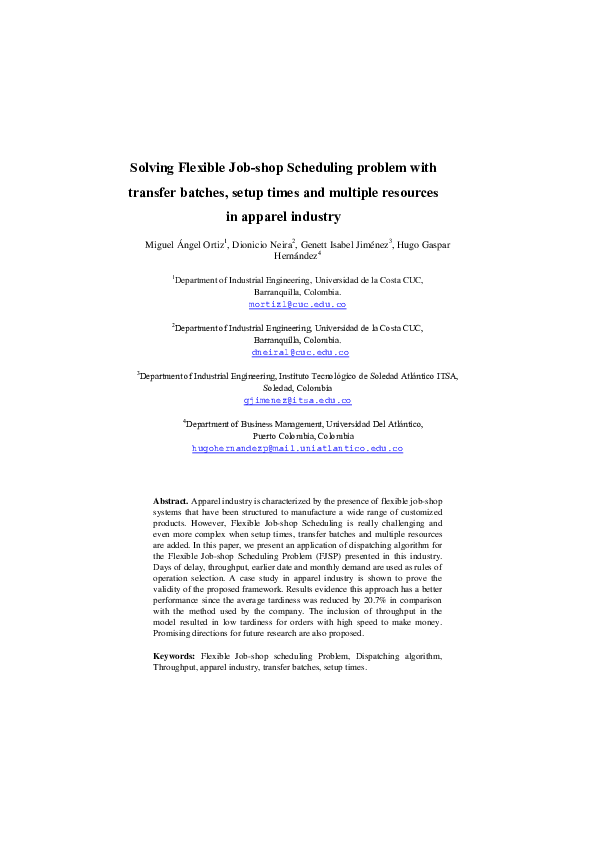 Pdf Solving Flexible Job Shop Scheduling Problem With Transfer Batches Setup Times And