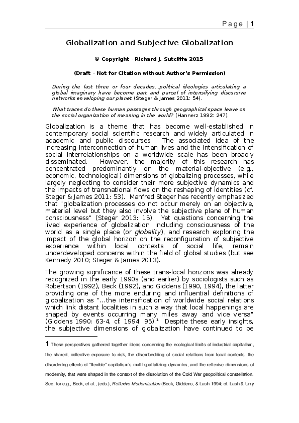 (DOC) Globalization and Subjective Globalization