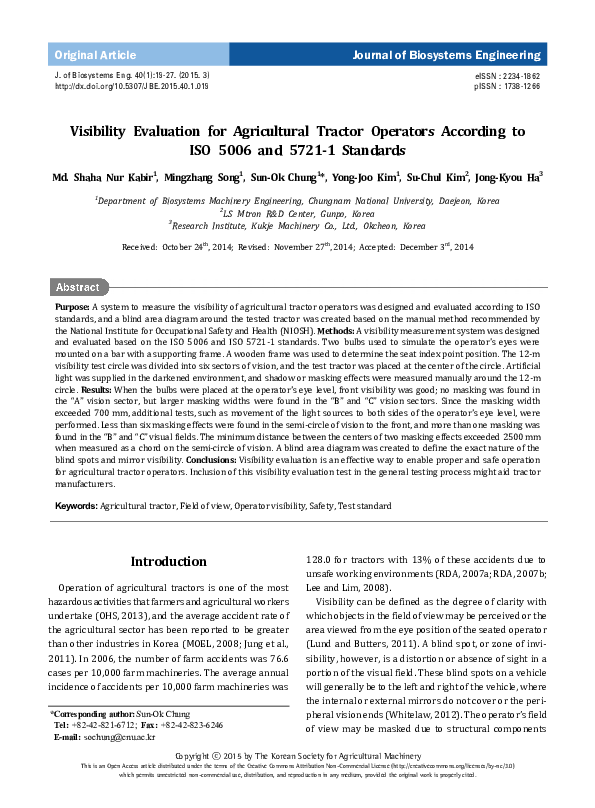 (PDF) Visibility Evaluation for Agricultural Tractor Operators ...