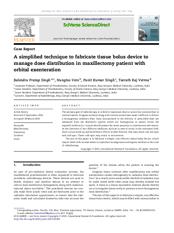 (PDF) A simplified technique to fabricate tissue bolus device to manage ...