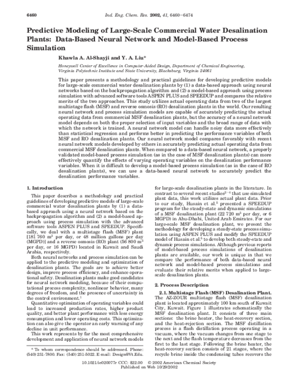 Pdf Predictive Modeling Of Large Scale Commercial Water Desalination Plants Data Based Neural 