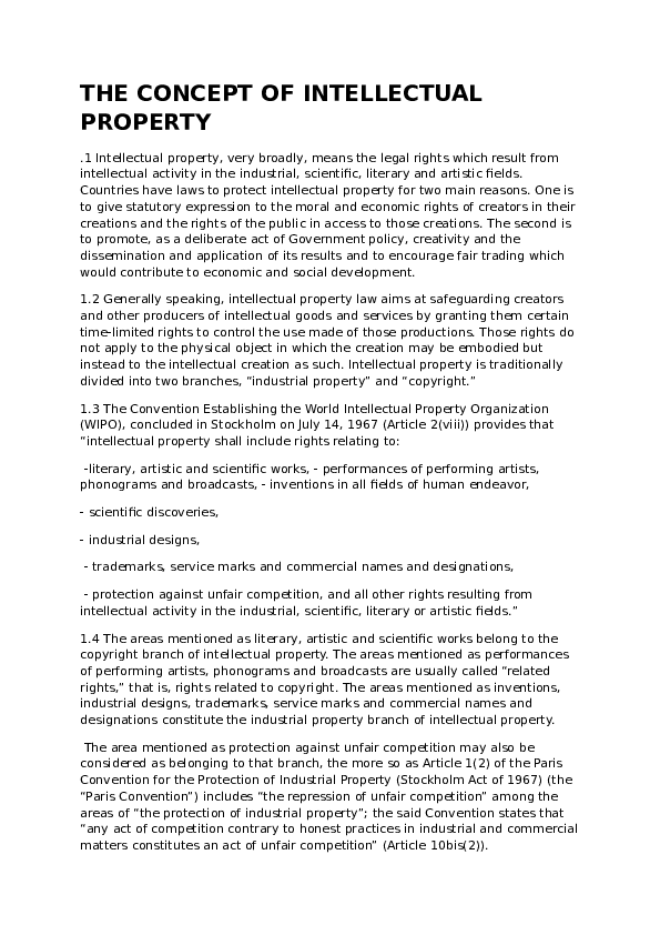 (DOC) THE CONCEPT OF INTELLECTUAL PROPERTY