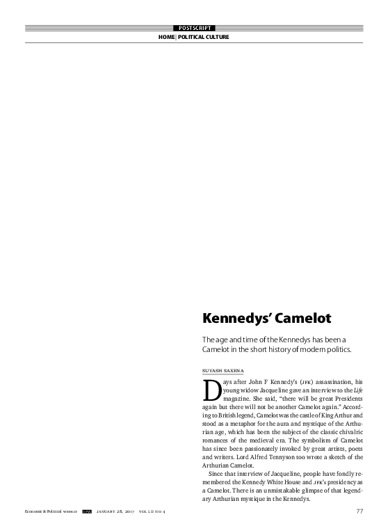 (PDF) Kennedys and the Cusp of New Political Culture (ECONOMIC AND ...