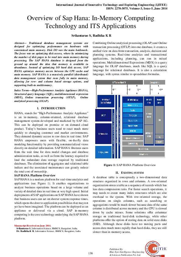 (PDF) Overview of Sap Hana: In-Memory Computing Technology and ITS Applications