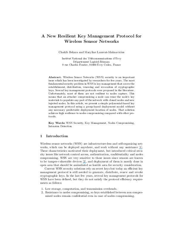 (PDF) A New Resilient Key Management Protocol for Wireless Sensor Networks