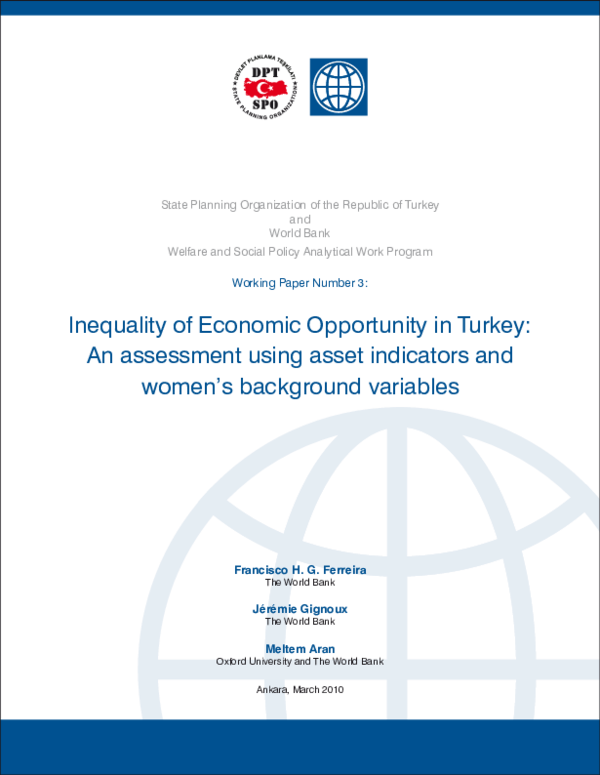 (PDF) Inequality of Economic Opportunity in Turkey: An assessment using ...