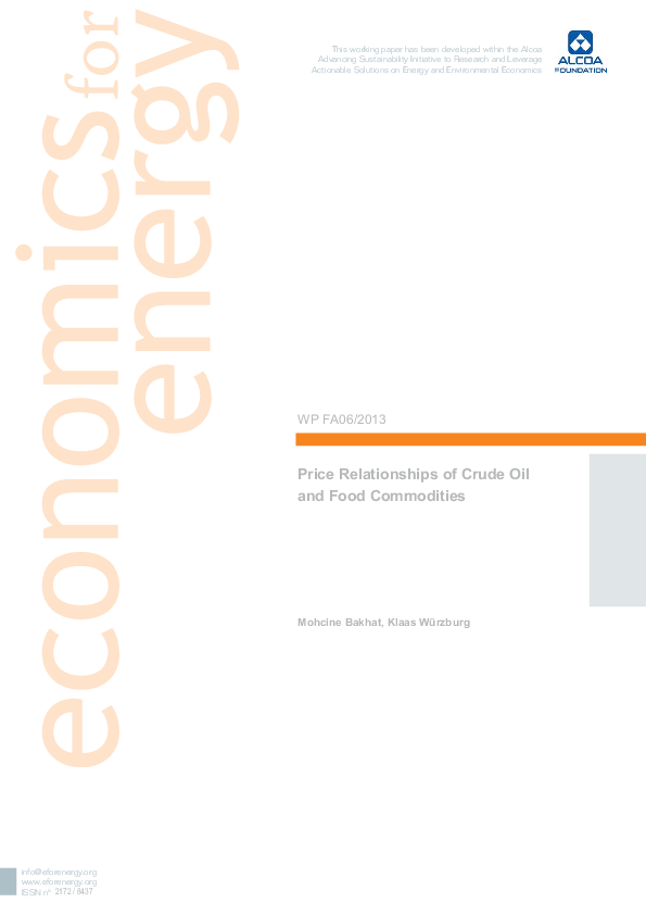 (PDF) Price Relationships of Crude Oil and Food Commodities