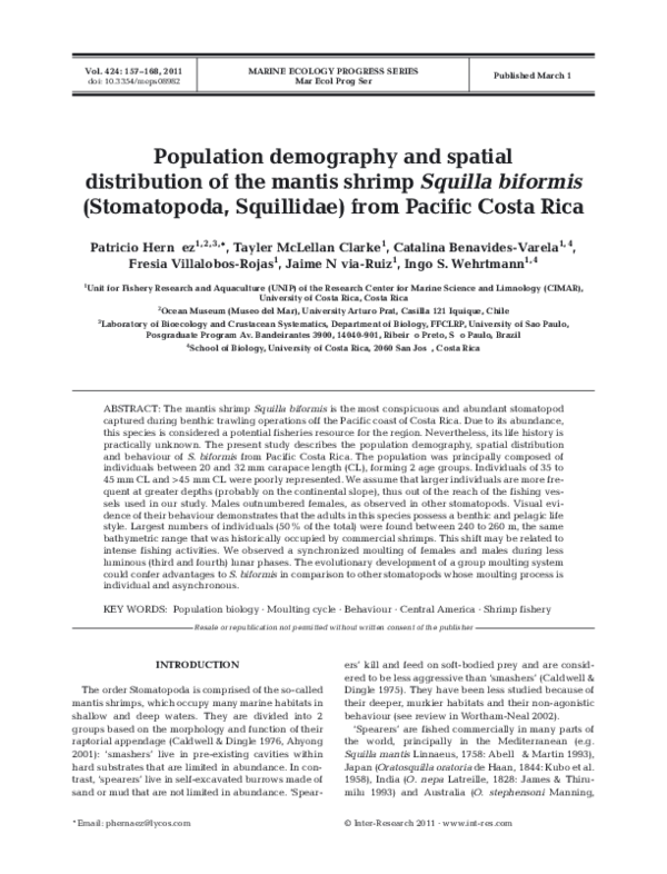 (PDF) Hernaez et al 2011 Population demography Squilla biformis from ...