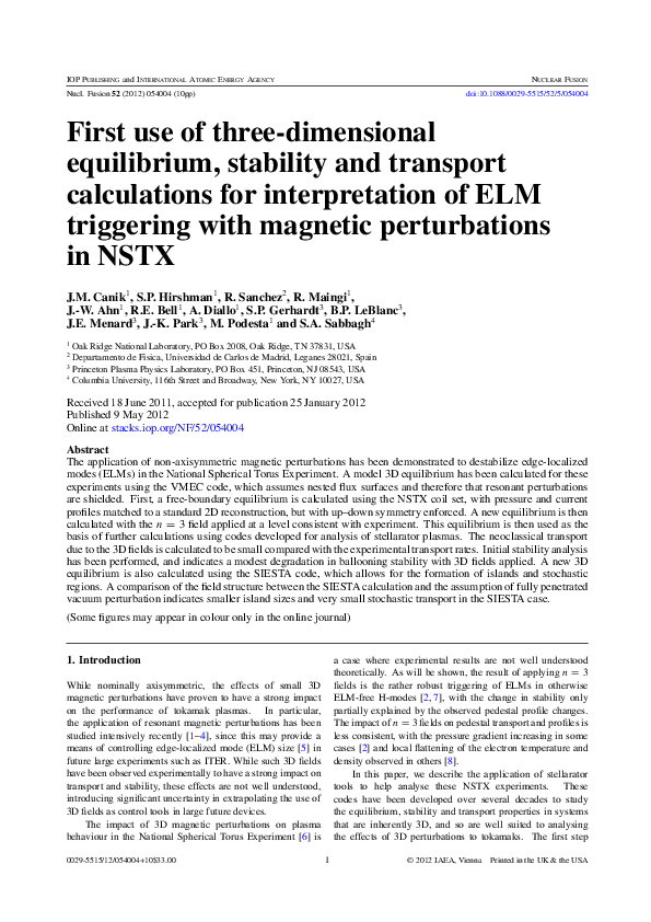(PDF) First use of three-dimensional equilibrium, stability and ...