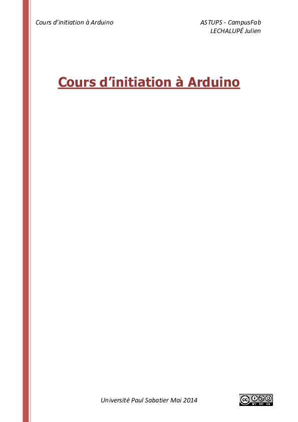 (PDF) Cours d'initiation à Arduino