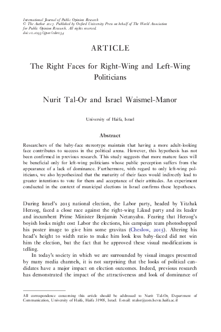 (PDF) The Right Faces for Right-Wing and Left-Wing Politicians