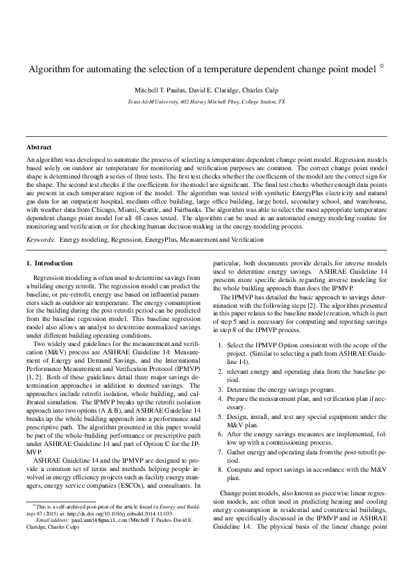 (PDF) Algorithm for automating the selection of a temperature dependent ...