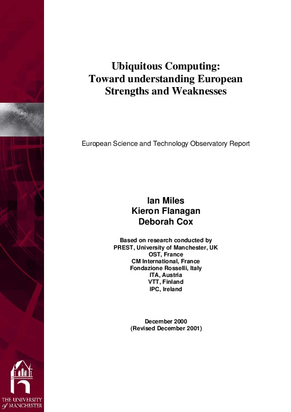 (PDF) Ubiquitous computing: Toward understanding European strengths and ...