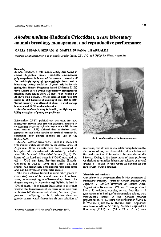 (PDF) Akodon mo/inae (Rodentia Cricetidae), a new laboratory animal ...