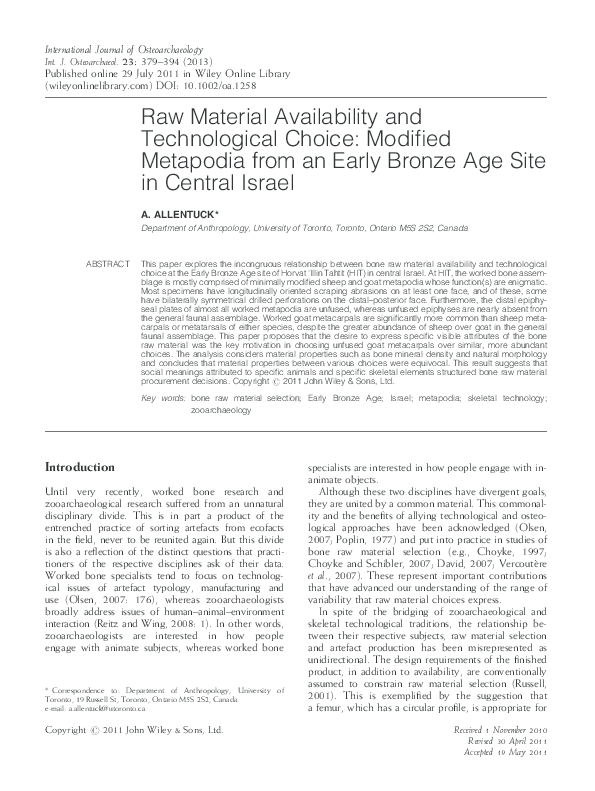 (PDF) Raw Material Availability and Technological Choice: Modified ...