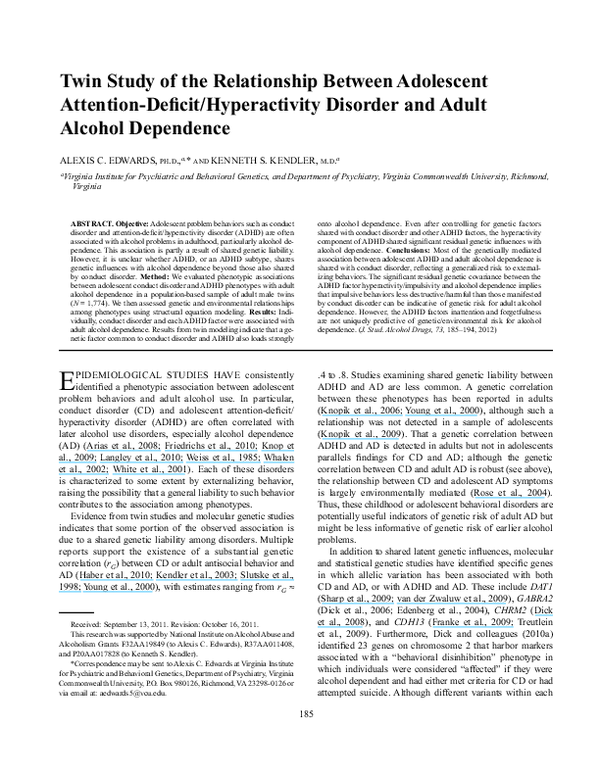 (PDF) Twin study of the relationship between adolescent attention ...