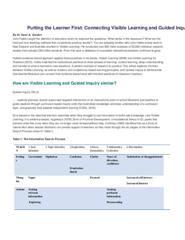 (DOC) Putting the Learner First: Connecting Visible Learning and Guided ...