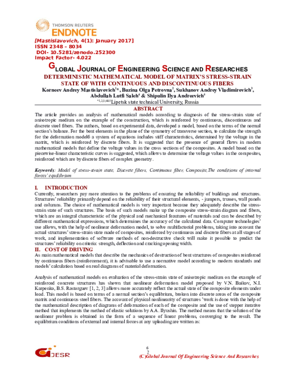 Deterministic mathematical model of matrix’s stress-strain state of ...