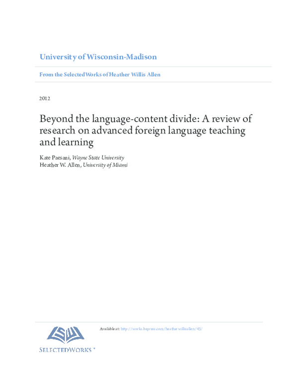 (PDF) Beyond the language-content divide: A review of research on ...