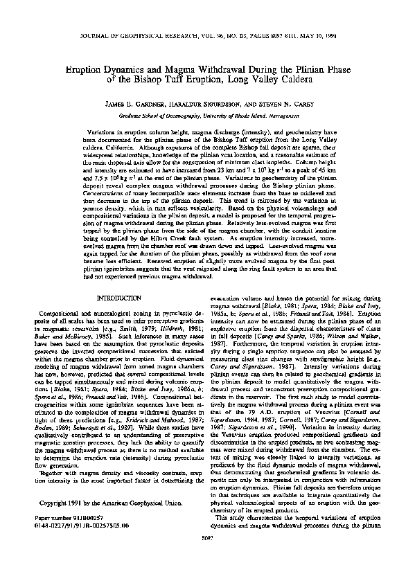 (PDF) Eruption dynamics and magma withdrawal during the Plinian Phase ...