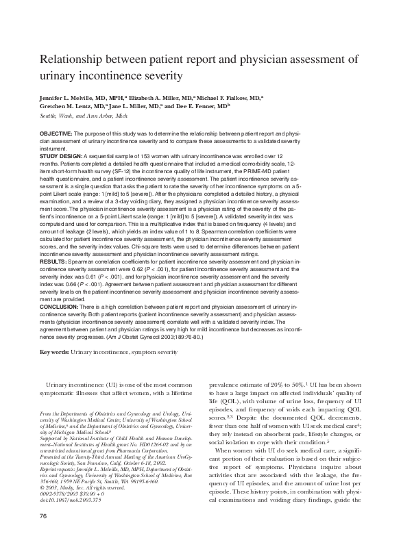 (PDF) Relationship between patient report and physician assessment of ...