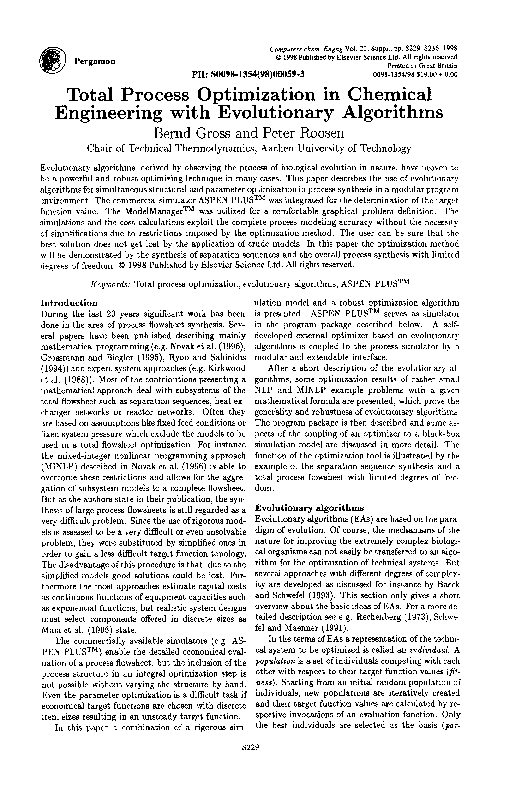 (PDF) Total process optimization in chemical engineering with ...