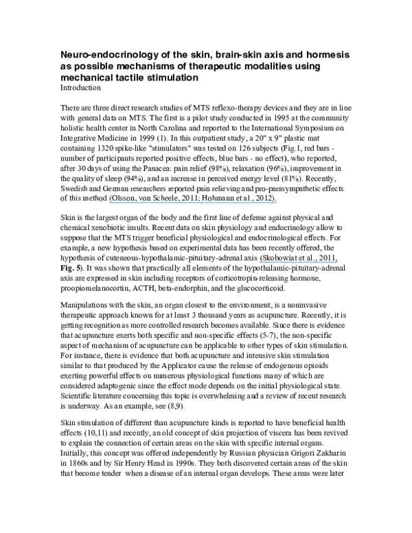 (PDF) Neuro-endocrinology of the skin, brain-skin axis and hormesis as ...