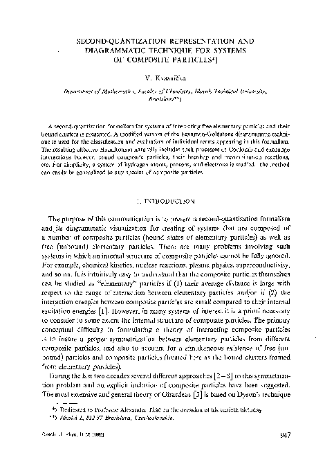 (PDF) Second-quantization representation and diagrammatic technique for systems of composite ...
