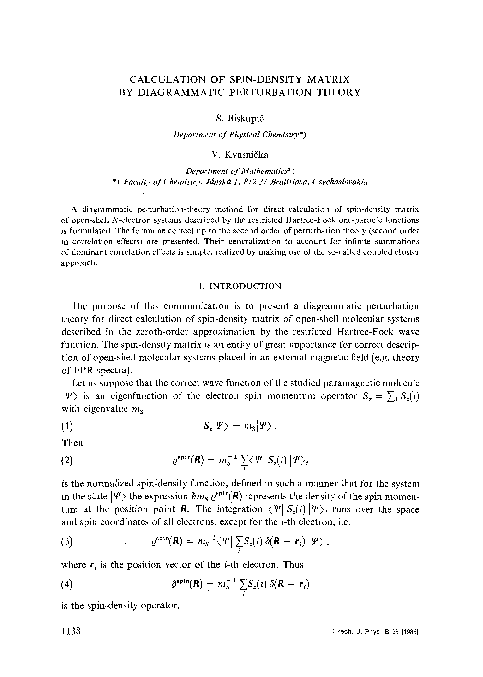(PDF) Calculation of spin-density matrix by diagrammatic perturbation ...