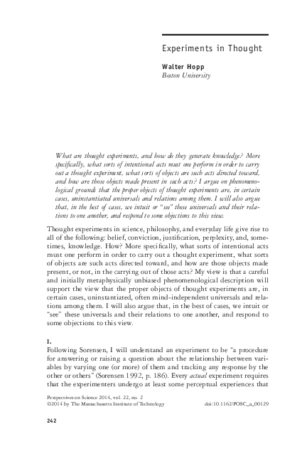 (PDF) Experiments in Thought