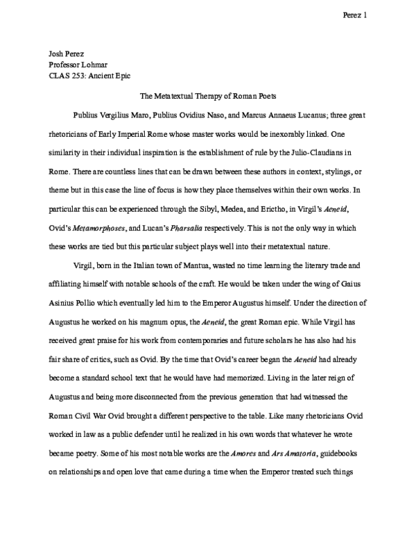 (DOC) Metatextuality in Virgil, Ovid, and Lucan