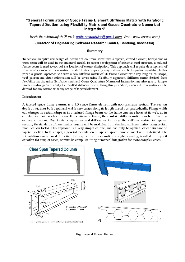 (PDF) " General Formulation of Space Frame Element Stiffness Matrix ...