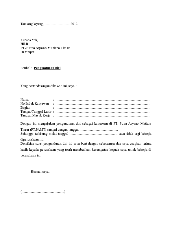 (DOC) Surat Resign