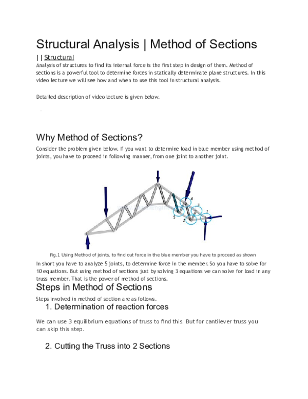 (DOC) Structural Analysis | Method of Sections