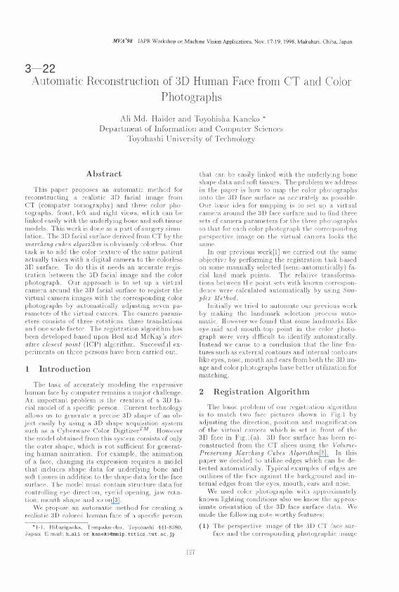 (PDF) Automatic Reconstruction of 3D Human Face from CT and Color ...