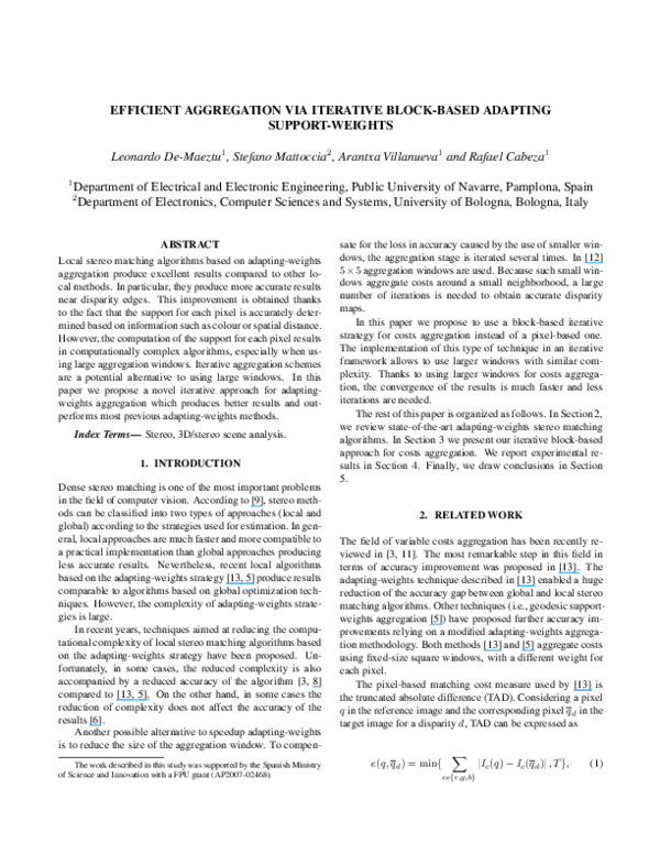 (PDF) Efficient aggregation via iterative block-based adapting support-weights