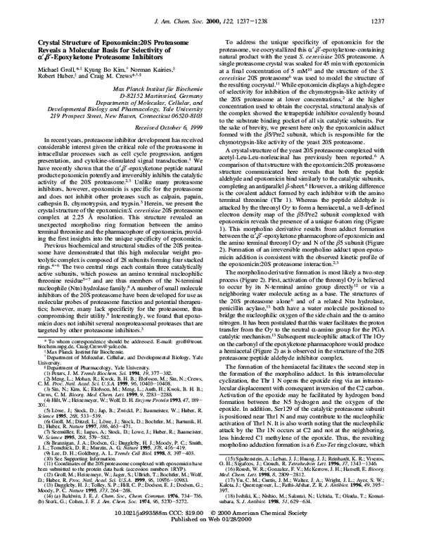 (PDF) Crystal Structure of Epoxomicin:20S Proteasome Reveals a ...