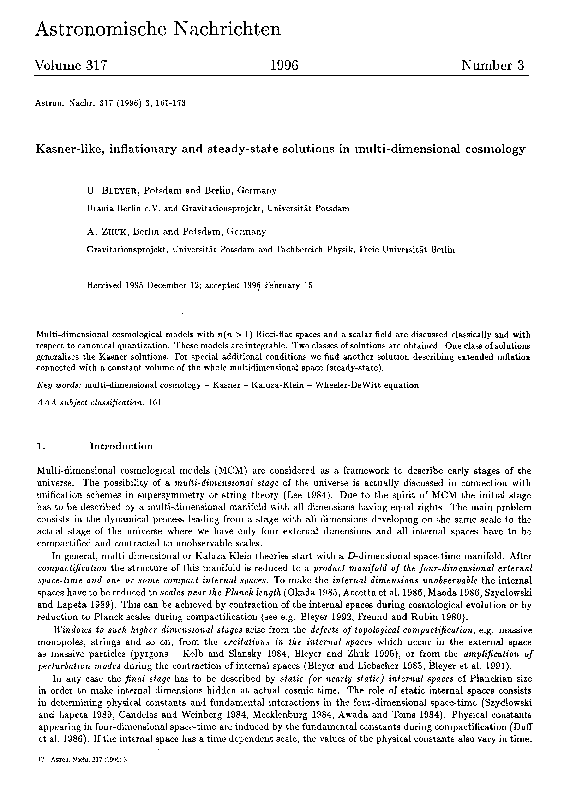 (PDF) Kasner-like, inflationary and steady-state solutions in multi ...