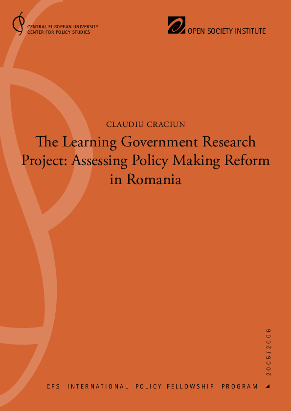 (PDF) The Learning Government Research Project: Assessing Policy Making ...