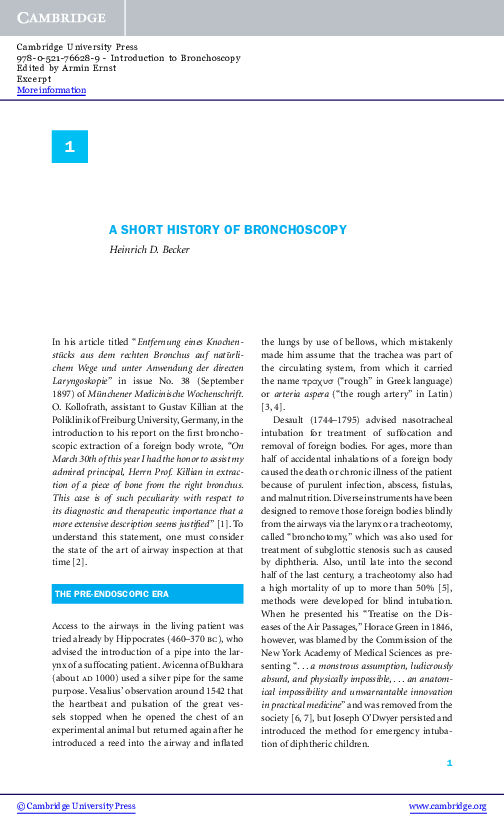 (PDF) A SHORT HISTORY OF BRONCHOSCOPY