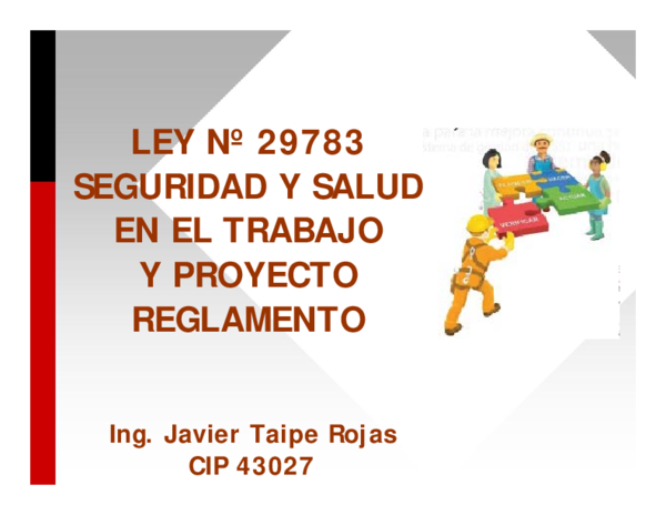 (PDF) LEY Nº 29783 SEGURIDAD Y SALUD EN EL TRABAJO Y PROYECTO REGLAMENTO
