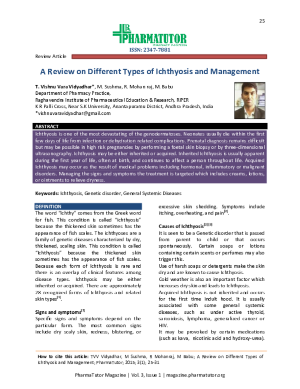 (PDF) A Review on Different Types of Ichthyosis and Management