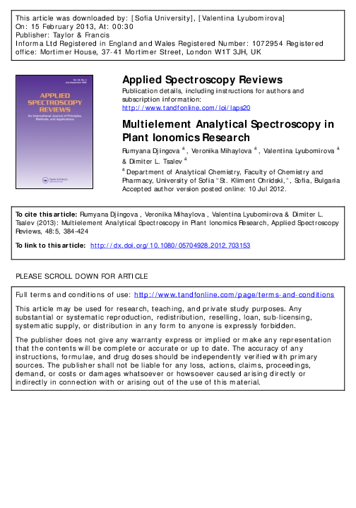 (PDF) Multielement Analytical Spectroscopy in Plant Ionomics Research