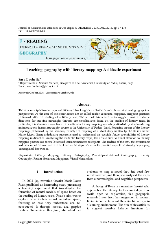 (PDF) Teaching geography with literary mapping: A didactic experiment ...