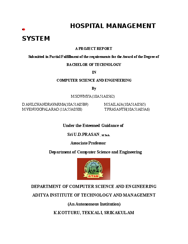 (DOC) HOSPITAL MANAGEMENT SYSTEM A PROJECT REP(1)