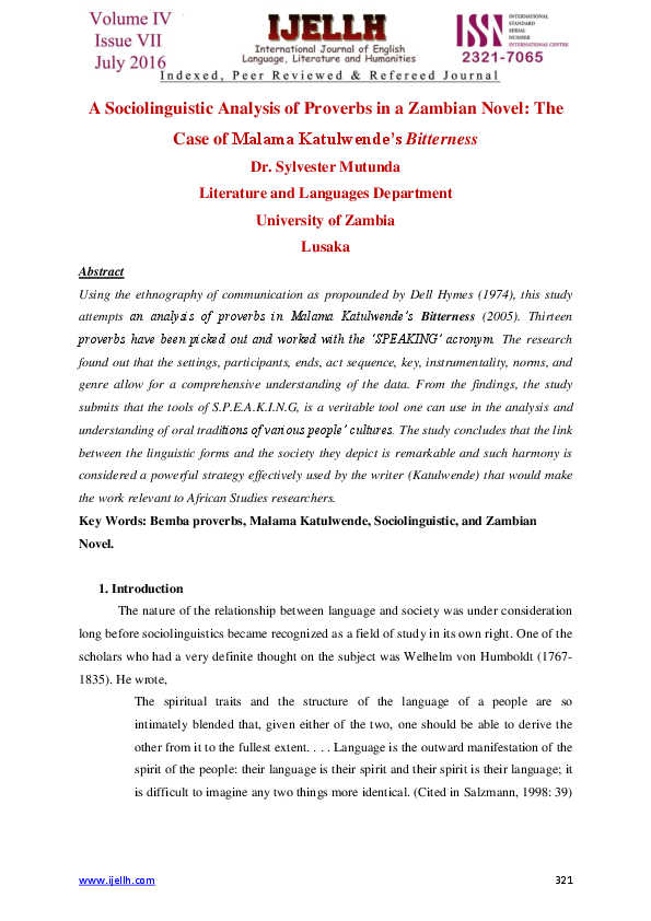 PDF A Sociolinguistic Analysis Of Proverbs In A Zambian Novel The pdf-a-sociolinguistic-analysis-of-proverbs-in-a-zambian-novel-the